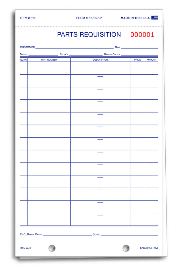 Parts Requisition Forms - Large - flywheelnw.com