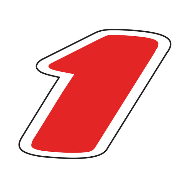 Number Window Stickers - 6-1/4" Red & White Die Cut - flywheelnw.com