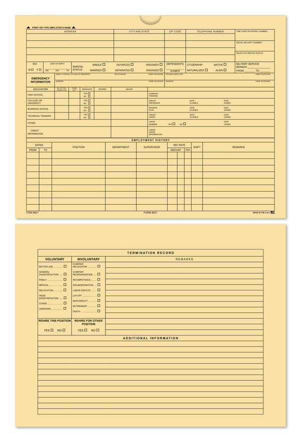 Employee File Jacket - Pack of 50 - flywheelnw.com