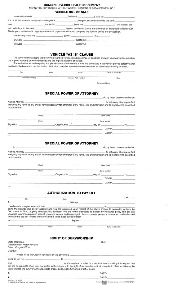 Combined Vehicle Sales Document "6 PACK" - flywheelnw.com